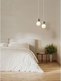 Bílé/světle zelené keramické závěsné svítidlo se skleněným stínidlem ø 18 cm Clio – Nova Luce