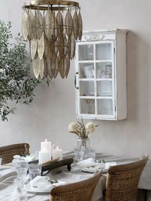 Mosazný antik kovový lustr s listy Vilolé - 47*59 cm/ E27/ 40W