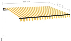 vidaXL Marketos Ručně zatahovací markýza 350 x 250 cm žlutobílá