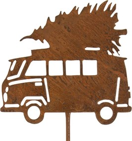 Rustikální rezavý zápich auto se stromkem Cars Rust - 26*1*75 cm
