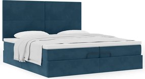 Osmanský rám postele s matrací tmavě modrý 200x200cm samet 3313425