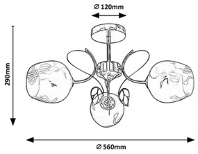 Rabalux - Lustr na tyči 3xE27/40W/230V