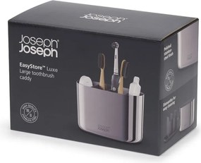 Stojan na zubní kartáčky z nerezové oceli v leskle stříbrné barvě EasyStore Luxe – Joseph Joseph