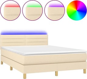 Box spring postel s matrací a LED krémová 140x200 cm textil 3133802