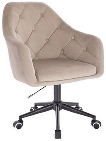 LuxuryForm DESIGN Otočné křeslo ANDORA VELUR na černé podstavě s kolečky - latte