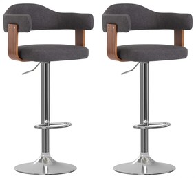 Barové stoličky 2 ks tmavě šedé ohýbané dřevo a textil