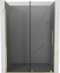 Mexen Velar, posuvné sprchové dveře do otvoru 140 cm, 8mm šedé sklo, zlatá lesklá, 871-140-000-41-50