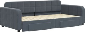Válenda s přistýlkou a zásuvkami tmavě šedá 100 x 200 cm samet 3196985