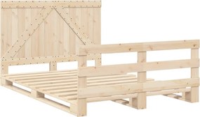 Rám postele s čelem bílý 140 x 200 cm masivní borové dřevo 3281558