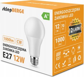 BERGE LED žárovka - MILIO - E27 - A60 - 12W - 1000Lm - studená bílá