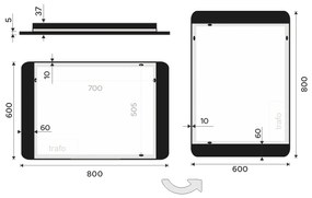 Nimco Černé LED zrcadlo 800x600 - ZPC 42003-90