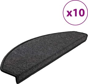 Schodové rohože 10 ks 65 x 24 x 4 cm antracitové, půlkulaté, velké 149751