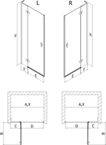 Mexen Mist-H L, 1-křídlé sprchové dveře pravé 110 cm, čiré sklo, měděný matný profil, 8A5L-110-000-65-00-P
