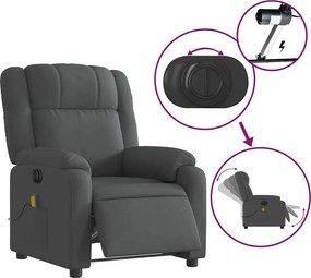 Elektrické masážní polohovací křeslo tmavě šedé textil 3205191
