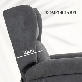 HOMCOM TV křeslo se stojánkem Elektrické polohovací křeslo s funkcí sklápění ve vzhledu lnu TV křeslo s boční kapsou a dálkovým ovládáním