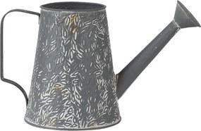 Šedo-béžová plechová dekorativní konvička - 14*14*17 cm
