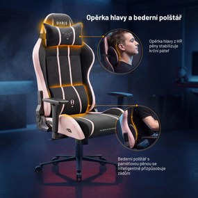 Látková herní židle černo-růžová Diablo X-One 2.0 Akira Pink Normal