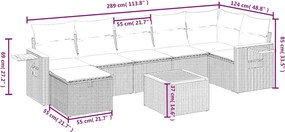 8dílná zahradní sedací souprava s poduškami černá polyratan 3265535
