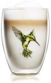 Creano šálek 250 ml Hummi Bird zelený z dvojitého skla