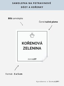 Samolepka na kořenky KOŘENOVÁ ZELENINA bílá 5 × 5 cm tučné písmo