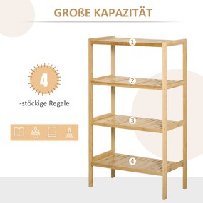 HOMCOM Plážový regál 4-patrový bambusový regál 62x33x112cm pro kancelářské úložné prostory kuchyně příroda | Aosom.de