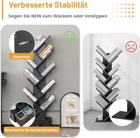 Costway Knihovna 10 Tier Tree Book se zásuvkou na podlaze stojícím úložným
