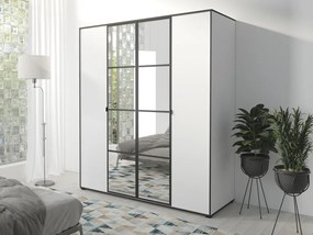 JUREK SKŘÍNĚ Šatní skříň - OSLO I 180, zrcadlo, matná bílá/matná černá