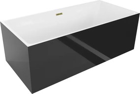 Mexen Nita, volně stojící vana 170 x 80 cm, bílá-černá, zlatý lesklý přepad, 52091708075-50