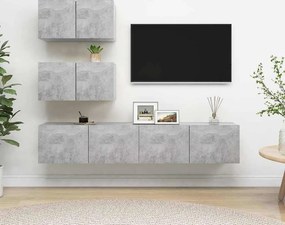 vidaXL 4dílný set TV skříněk dřevotříska [3078710] Barva: Betonová šedá