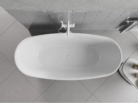 Mexen Luvo Slim, volně stojící vana 170 × 75 cm, bílá-černá, bílý přepad, 52801707575-20