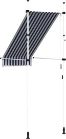 Ručně zatahovací markýza 100 cm modro-bílé pruhy 145829