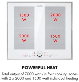 Klarstein Delicatessa 60 Prime, indukční varná deska, 7000 W, 4 zóny, časovač, bílá