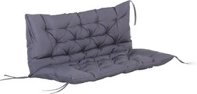 Polštář na lavičku Outsunny s opěrkou 132x110x10 cm pro zahradní lavičku s 6 upevňovacími provázky pro terasu Tmavě šedá | Aosom