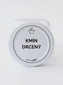 Samolepka na kořenky KMÍN DRCENÝ průhledná 5 cm tučné písmo