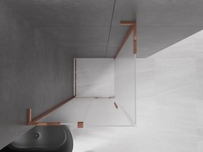 Mexen Velar L, sprchový kout s posuvnými dveřmi 100 x 100 cm, 8mm sklo námraza, růžové zlato, 871-100-100-33-60