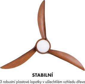 Klarstein Monteverde, stropní ventilátor, stropní světlo, 52", 8376 m³/h, 3 lopatky