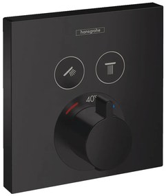 Hansgrohe Shower Select, termostatická baterie pod omítku na 2 spotřebiče, černá matná, 15763670