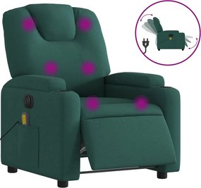 Elektrické masážní polohovací křeslo tmavě zelené textil 3204362
