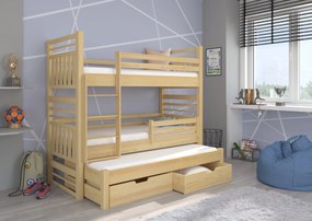 ADRK Furniture Třílůžková patrová postel HIPPO 200x90 CH-Hip-PineN-208-E1917