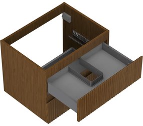 Mexen Rivel, koupelnová skříňka 60 cm, 2 zásuvky, drážkovaná, ořech, 91A20-06047-2-BFF86