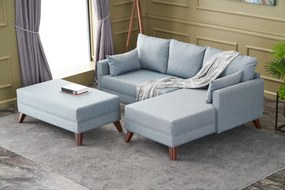 Atelier del Sofa Rohová sedací souprava Bella Soft Mini Köşe Right - Blue, Modrá