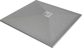 Mexen Stone+ kompozitová čtvercová sprchová vanička 90 x 90 cm, šedá-beton - 44619090