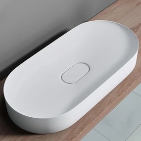 Rea iris, umyvadlo na desku z konglomerátu 700x355x105 mm, bílá matná, REA-U4305