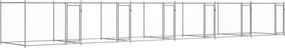 Klec pro psy s dvířky šedá 12 x 2 x 1,5 m pozinkovaná ocel 3209577
