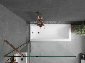 Mexen Next, vanová zástěna 1-křídlová 90 x 150 cm, fixní křídlo, 6 mm čiré sklo, růžové zlato profil, 895-090-000-00-00-60