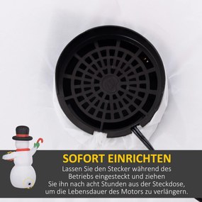Outsunny 1,80 m sněhulák s cukrovou hůlkou a dárkem, samonafukovací, s LED, odolný proti povětrnostním vlivům