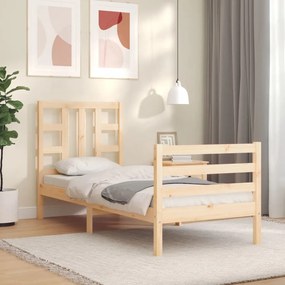 vidaXL Rám postele s čelem Small Single masivní dřevo [3193881] Barva: Přírodní