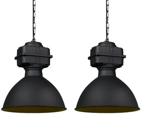 Sada 2 průmyslových závěsných lamp malých matně černých - Sicko