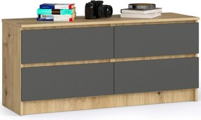 Komoda K120 4SZ dub artisan/grafitová šedá