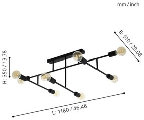 Eglo 98035 - Přisazený lustr BELSIANA 8xE27/40W/230V černá